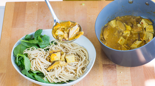Mushroom-Miso Hot Pot with Tofu and Udon Noodles