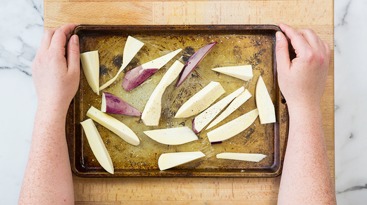 Power Bowl with Roasted Japanese Sweet Potato and Herb Almond Sauce