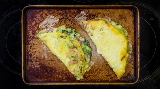 Happy Pancake with Radish, Bok Choy & Pea Shoots