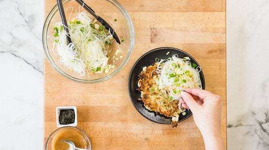 Okonomiyaki with Vermicelli Noodle Salad & Sweet Shoyu