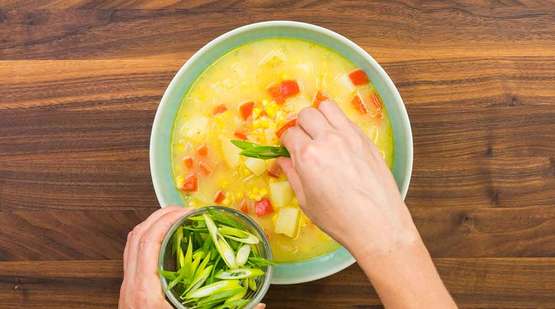 Thai Coconut Corn Chowder with Fresh Chile & Lime