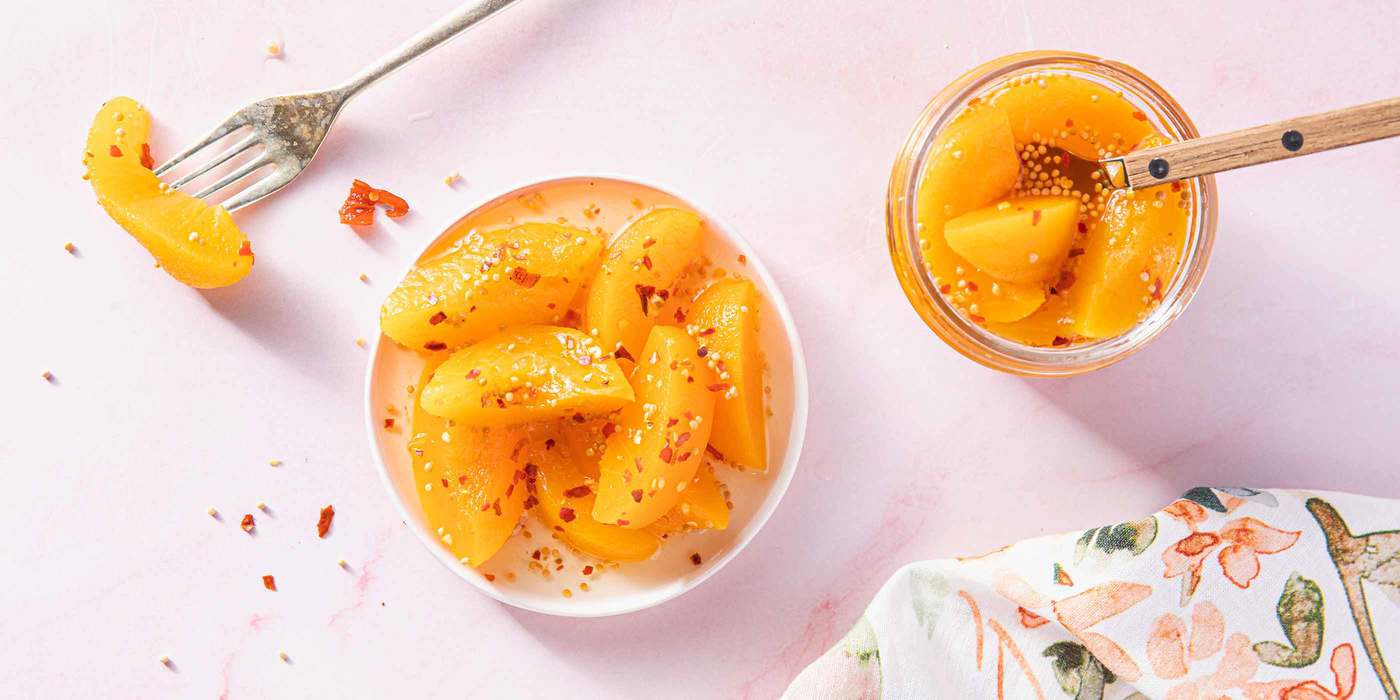 Spicy Pickled Peaches | Plant-Based Recipes