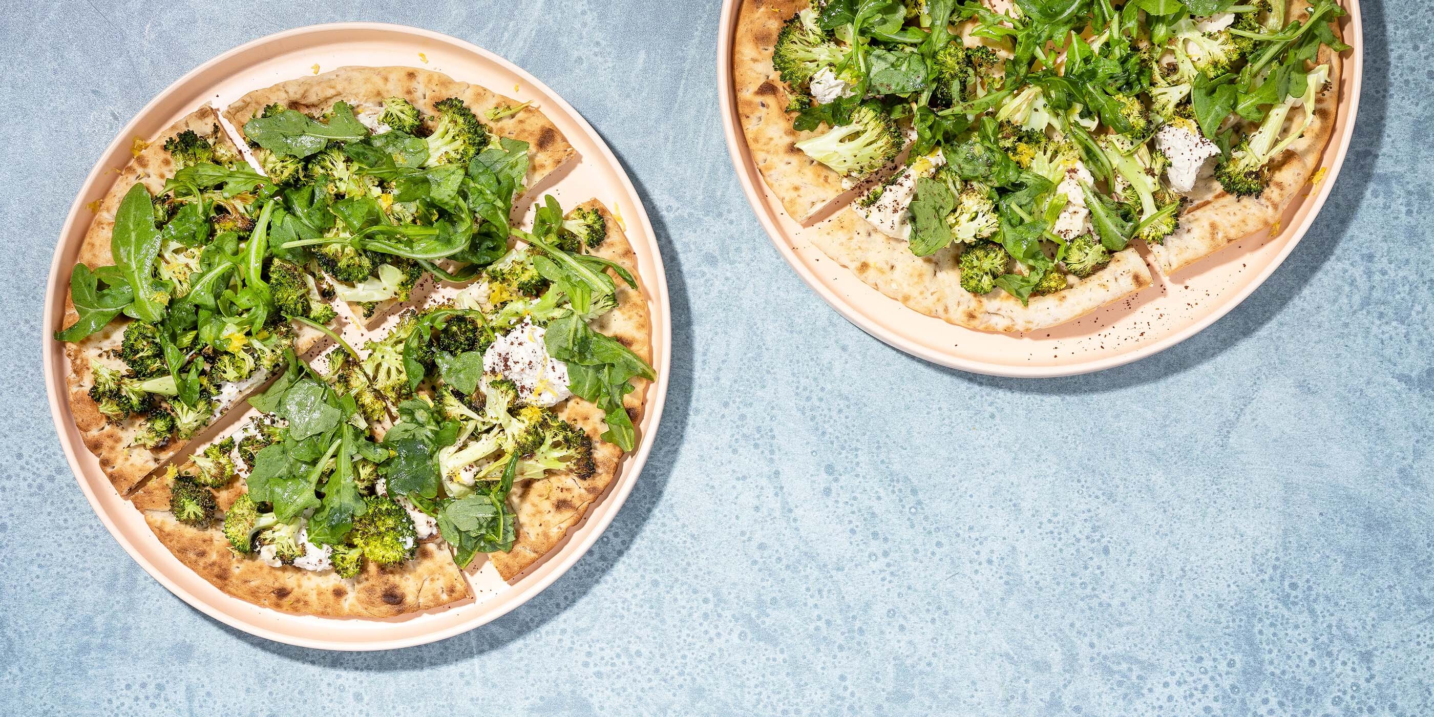 Roasted Broccoli Flatbreads | Plant-Based Recipes