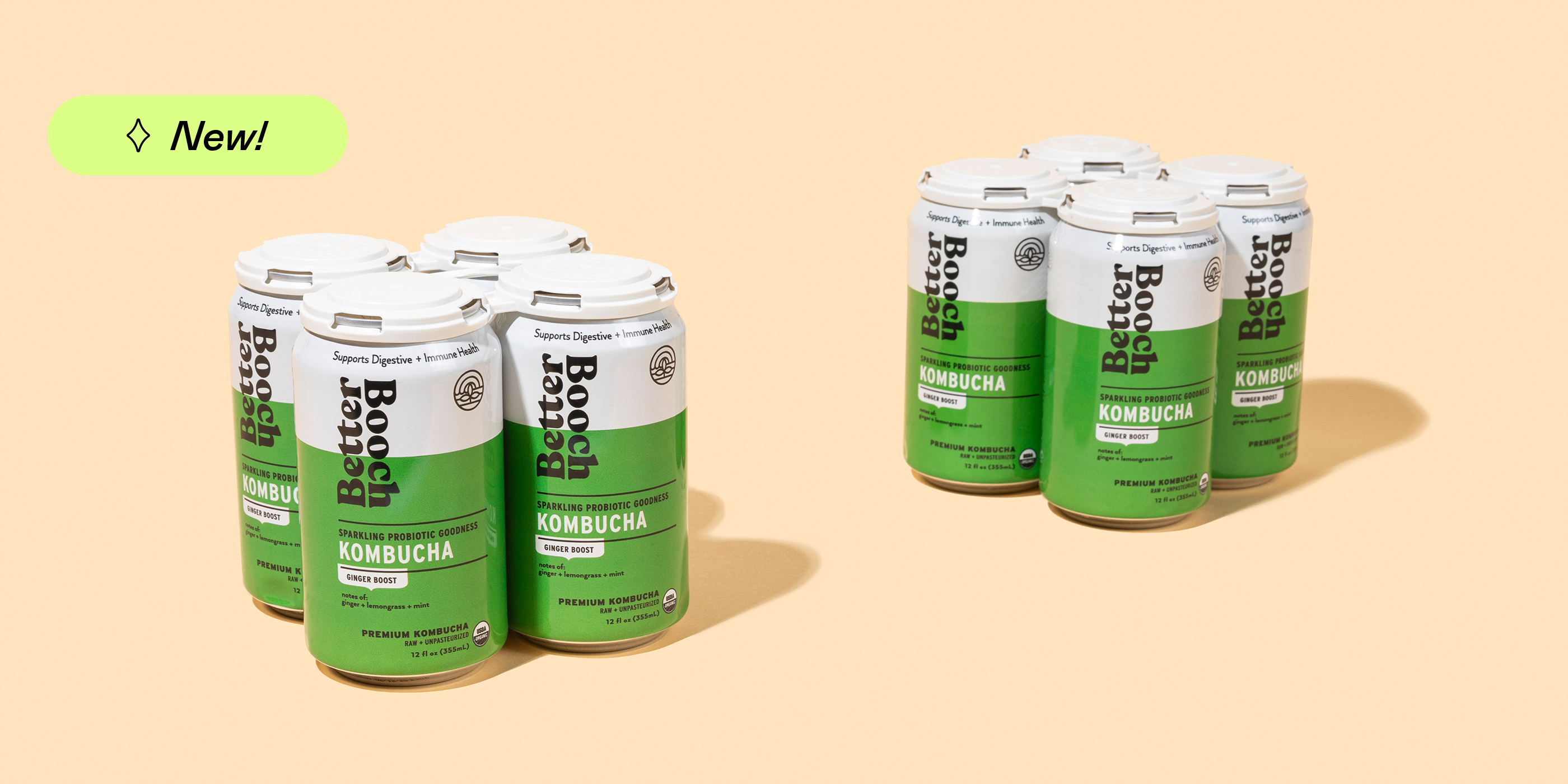 Ginger Boost Kombucha 4-Pack | Plant-Based Recipes