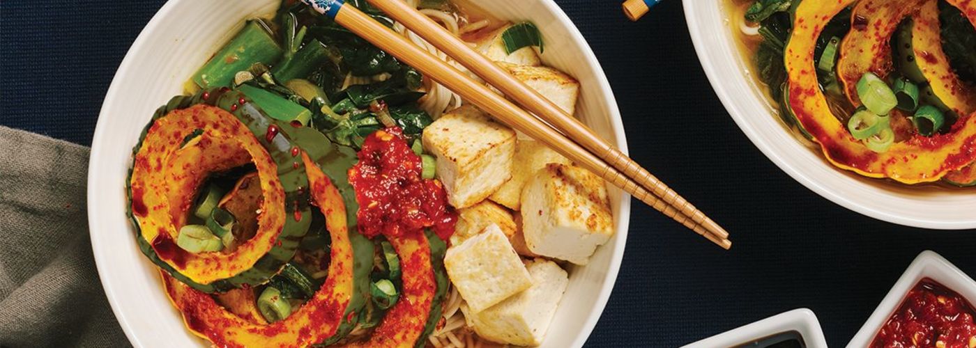 Acorn Squash Ramen with Buckwheat Noodles and Togarashi