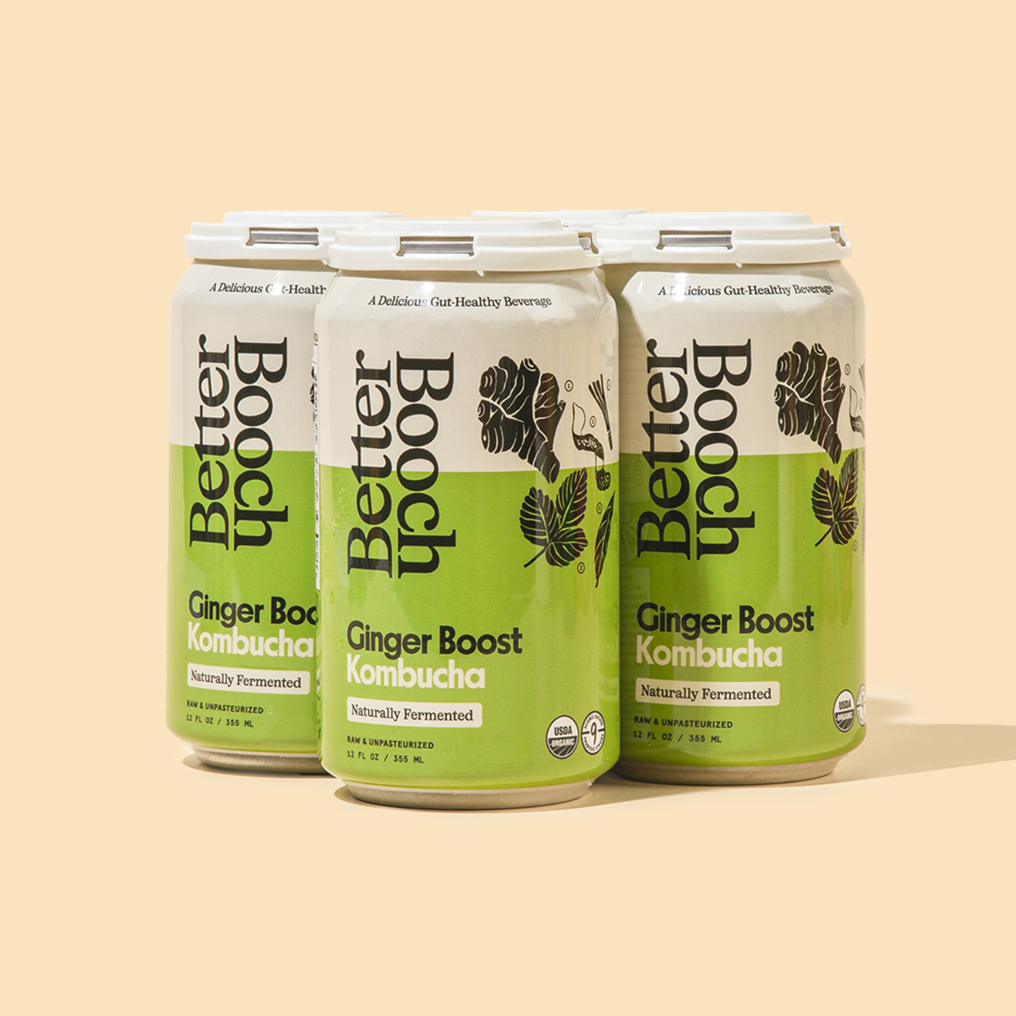 Ginger Boost Kombucha 4-Pack | Plant-Based Recipes